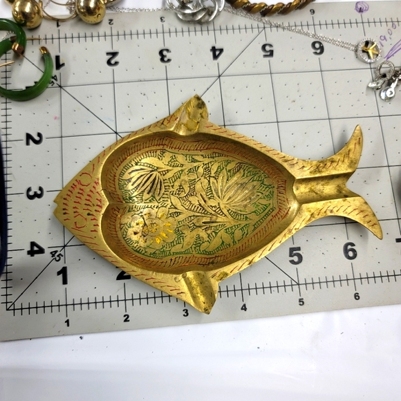 None | Accents | Vintage Indian Brass Fish Ashtray Fish Statue Fish ...